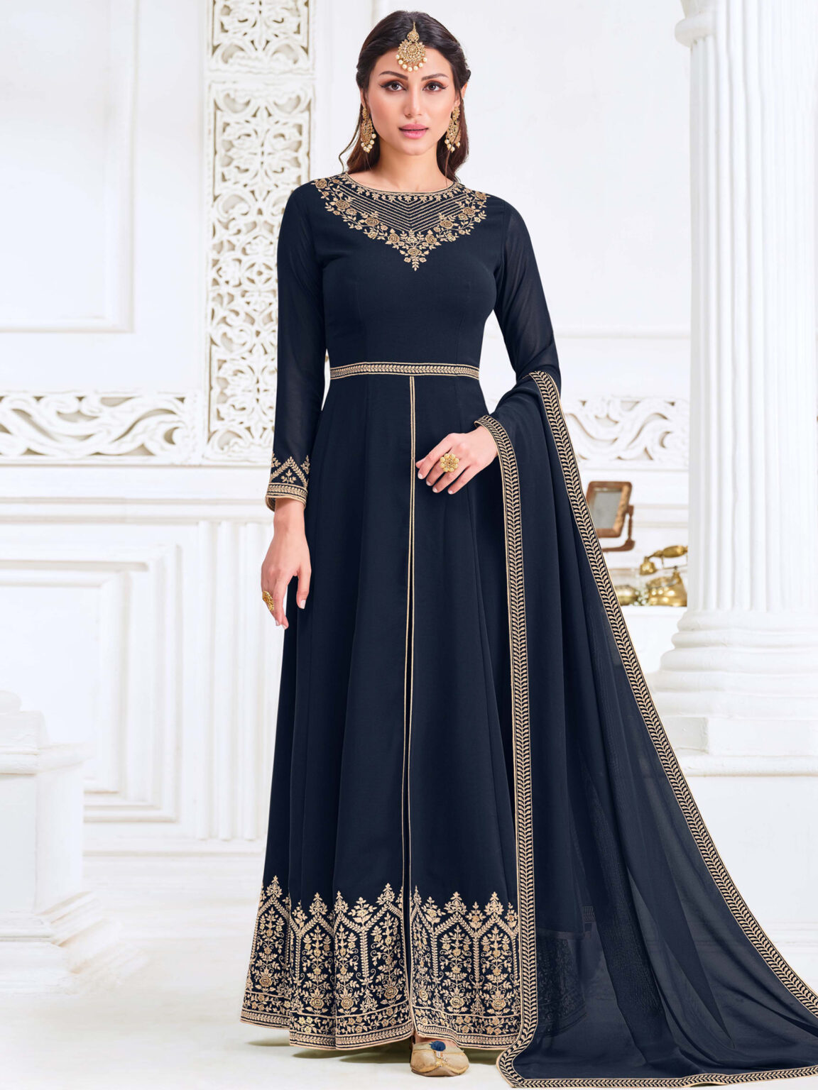 Elegant Floral Jardoshi Work With Designer Pattern – ElegantFashionWear.in