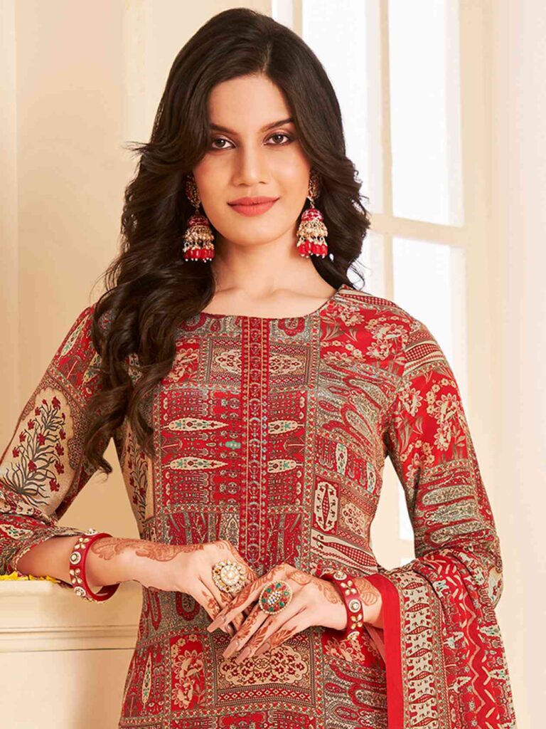 Allover Contrast Floral Digital Print With Resham Embroidered & Sequin ...